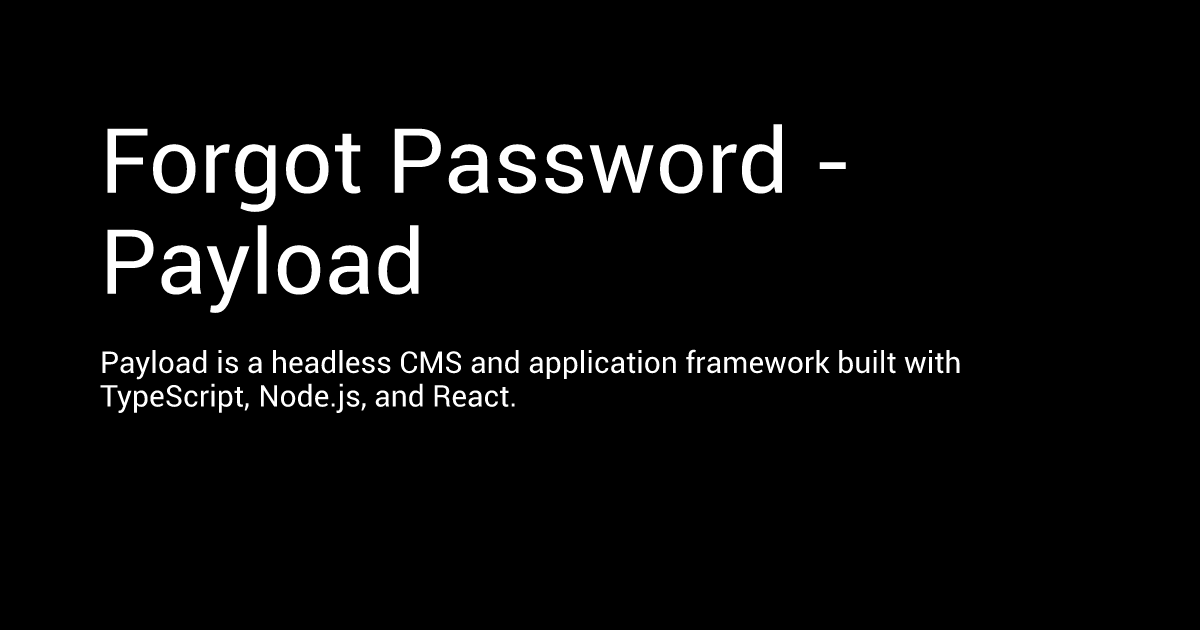 Forgot Password - Payload
